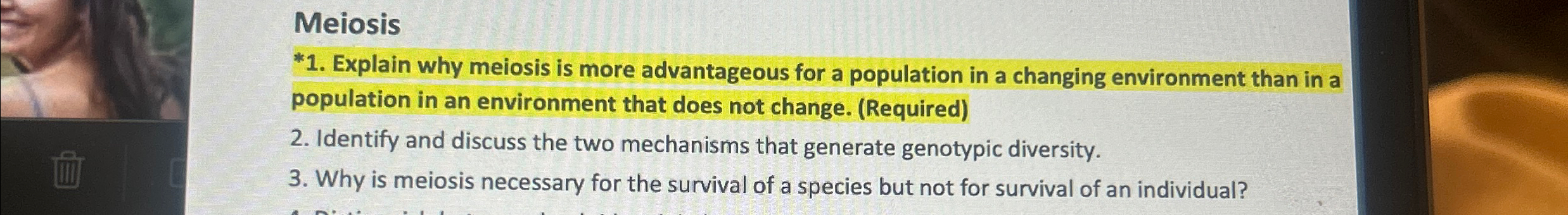 Solved Meiosis*1. ﻿Explain why meiosis is more advantageous | Chegg.com