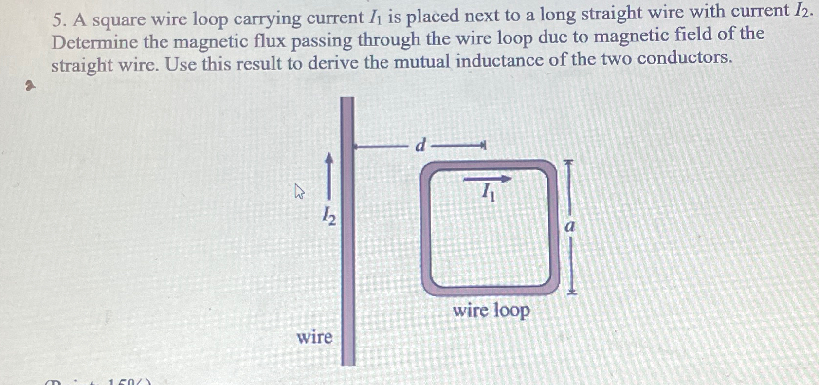 Solved A square wire loop carrying current I1 ﻿is placed | Chegg.com