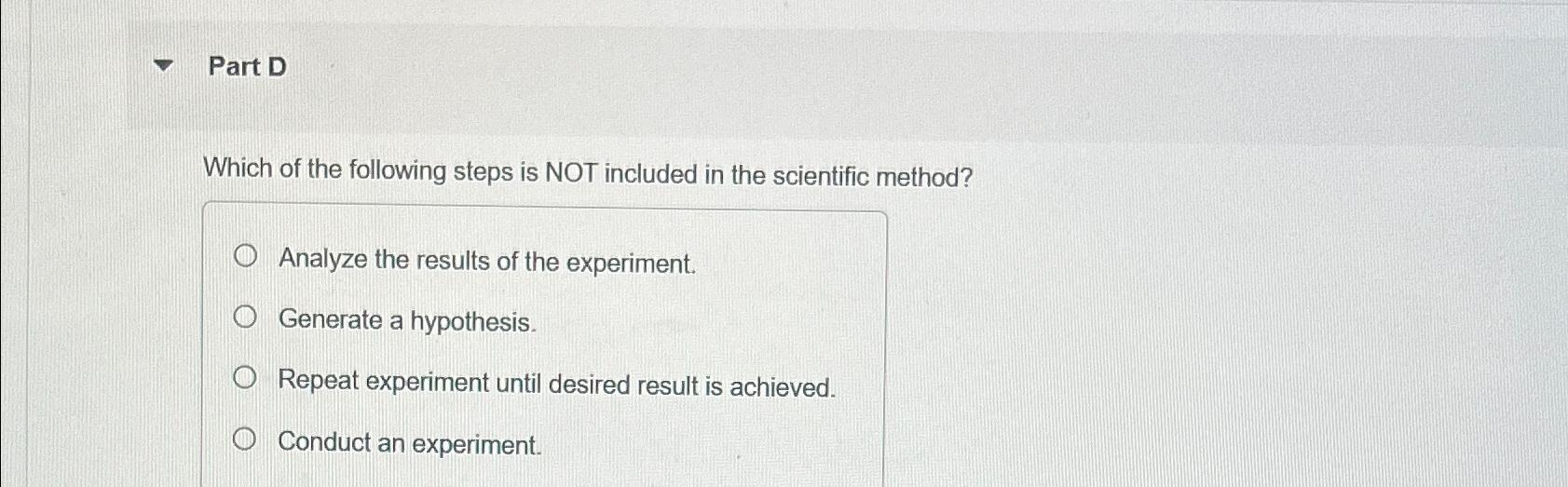 Solved Part DWhich of the following steps is NOT included in | Chegg.com