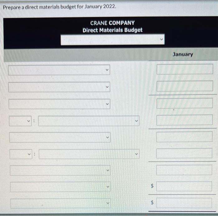 Solved Crane Company's sales budget projects unit sales of | Chegg.com