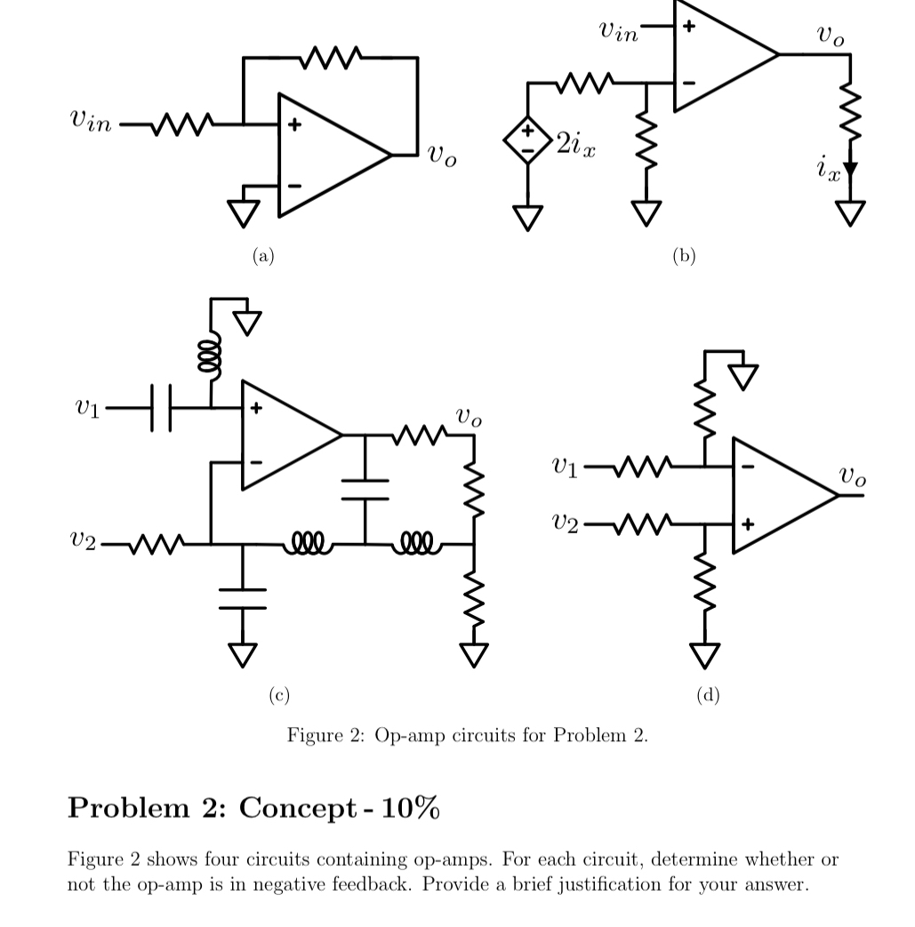 Solved (a)(b)(d)(c)Figure 2: Op-amp circuits for Problem | Chegg.com