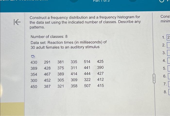 K Construct a frequency distribution and a frequency | Chegg.com