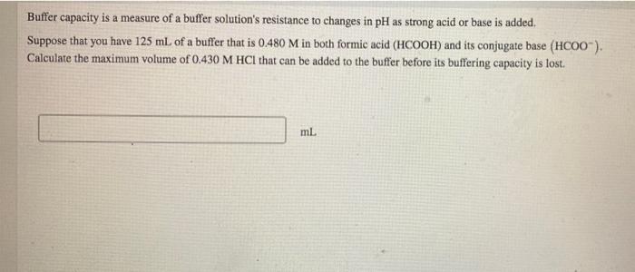 Solved Buffer capacity is a measure of a buffer solution's | Chegg.com