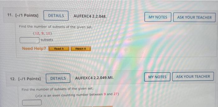 Solved 11. [-/1 Points) DETAILS AUFEXC4 2.2.048 MY NOTES ASK | Chegg.com