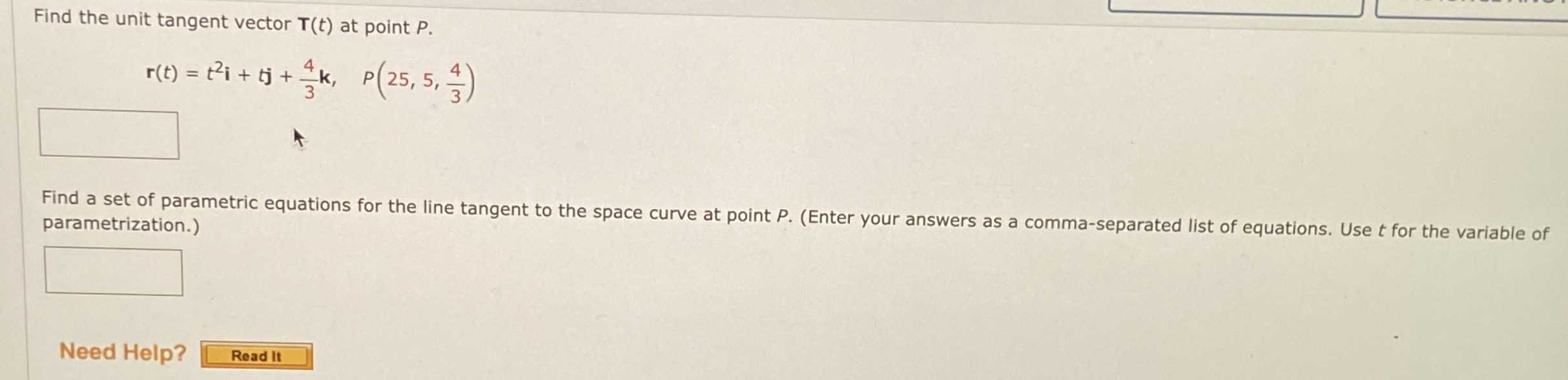 Solved Find the unit tangent vector T(t) ﻿at point | Chegg.com