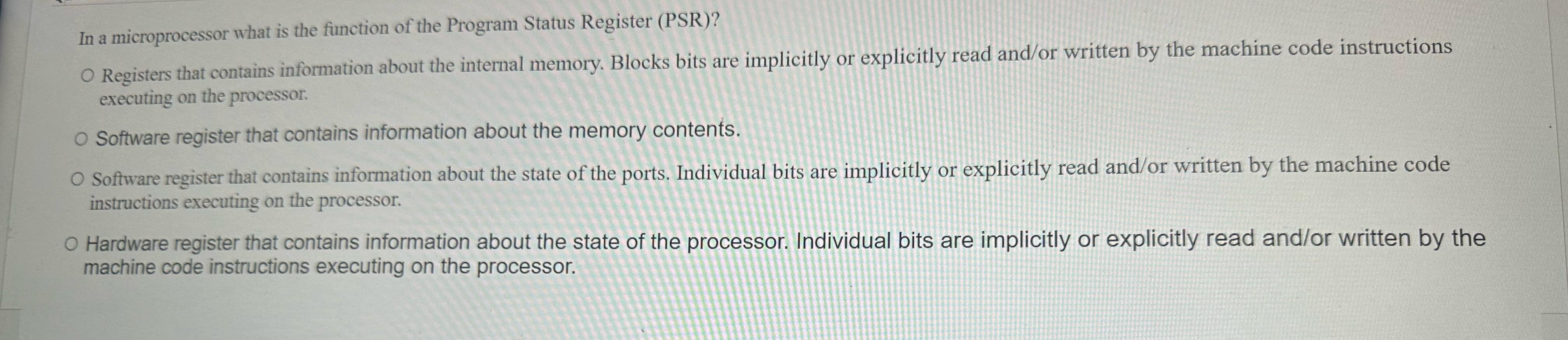 Solved In a microprocessor what is the function of the | Chegg.com