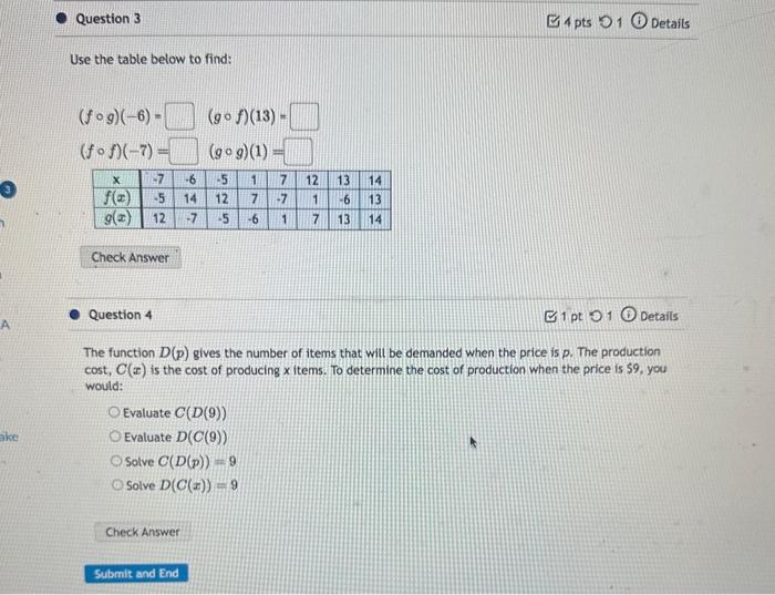 Solved Use the table below to find: (gof)(13) = (gog)(1) -7 | Chegg.com