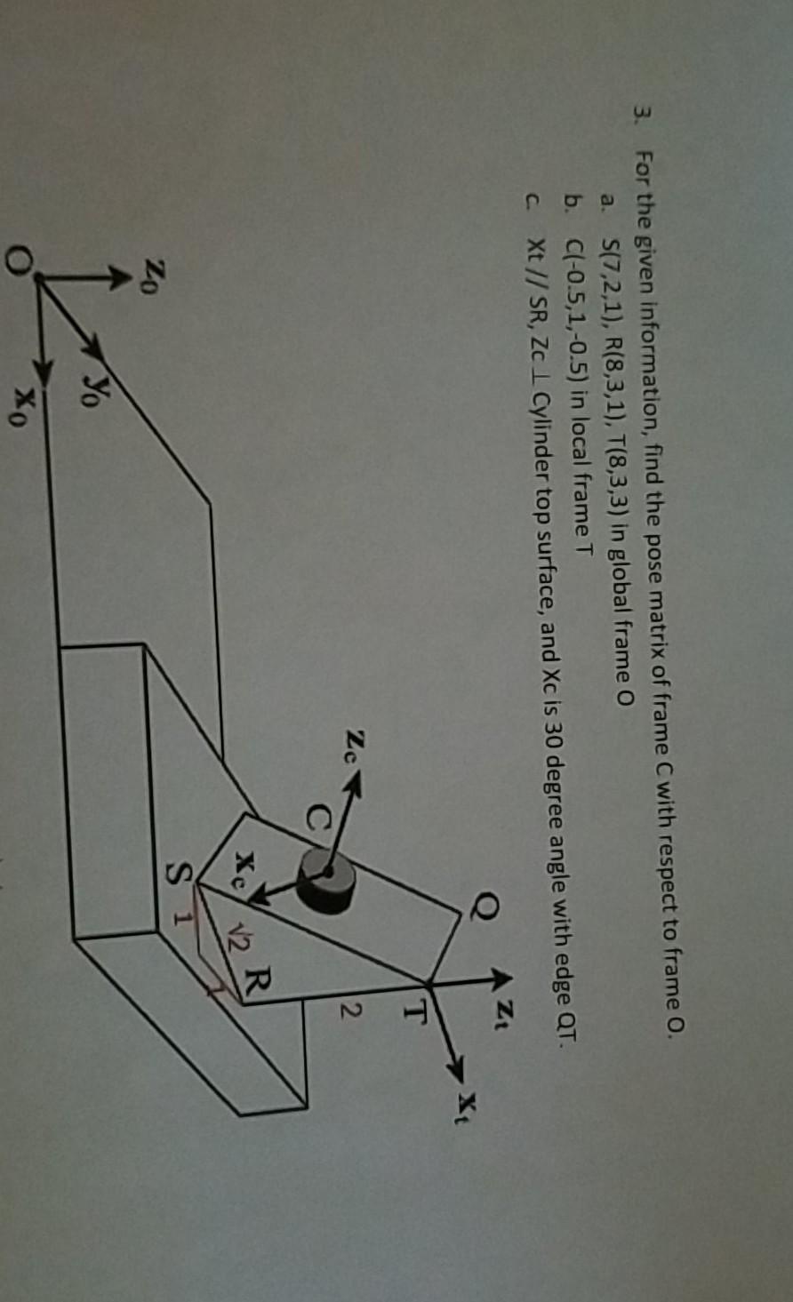 Solved 3. For the given information, find the pose matrix of | Chegg.com