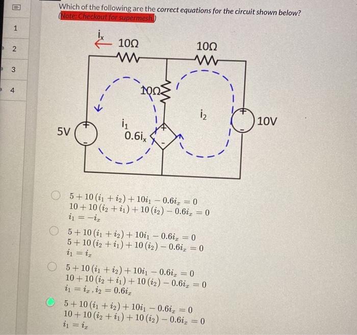 Solved Which of the following are the correct equations for | Chegg.com