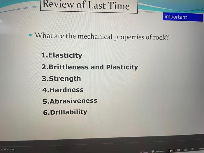 Solved What are the mechanical properties of rock? | Chegg.com