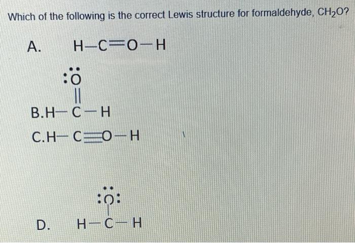 Solved Which of the following is the correct Lewis structure | Chegg.com