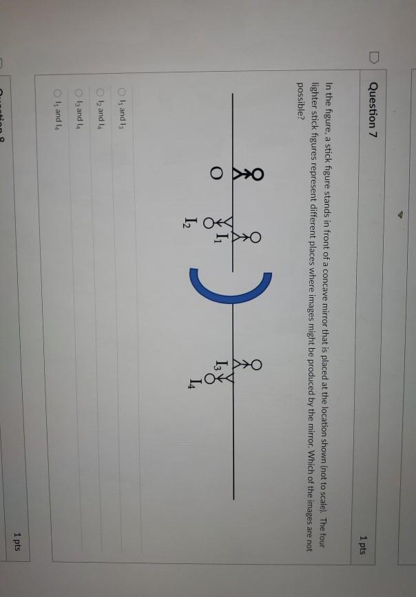 Solved Question 7 1 pts In the figure, a stick figure stands | Chegg.com