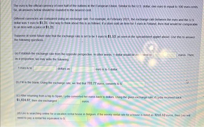 Solved 1. Exchange Rate \begin{tabular}{|l|l} \hline 2 & Eu | Chegg.com
