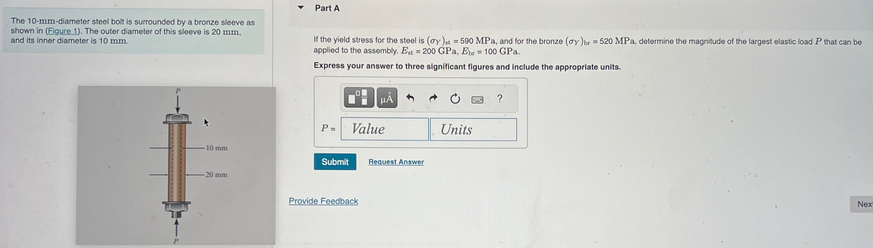 Solved The 10 -mm-diameter steel bolt is surrounded by a | Chegg.com