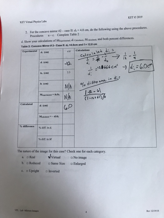 Solved KETO 2019 KET Virtual Physics Labs 2. For the concave | Chegg.com