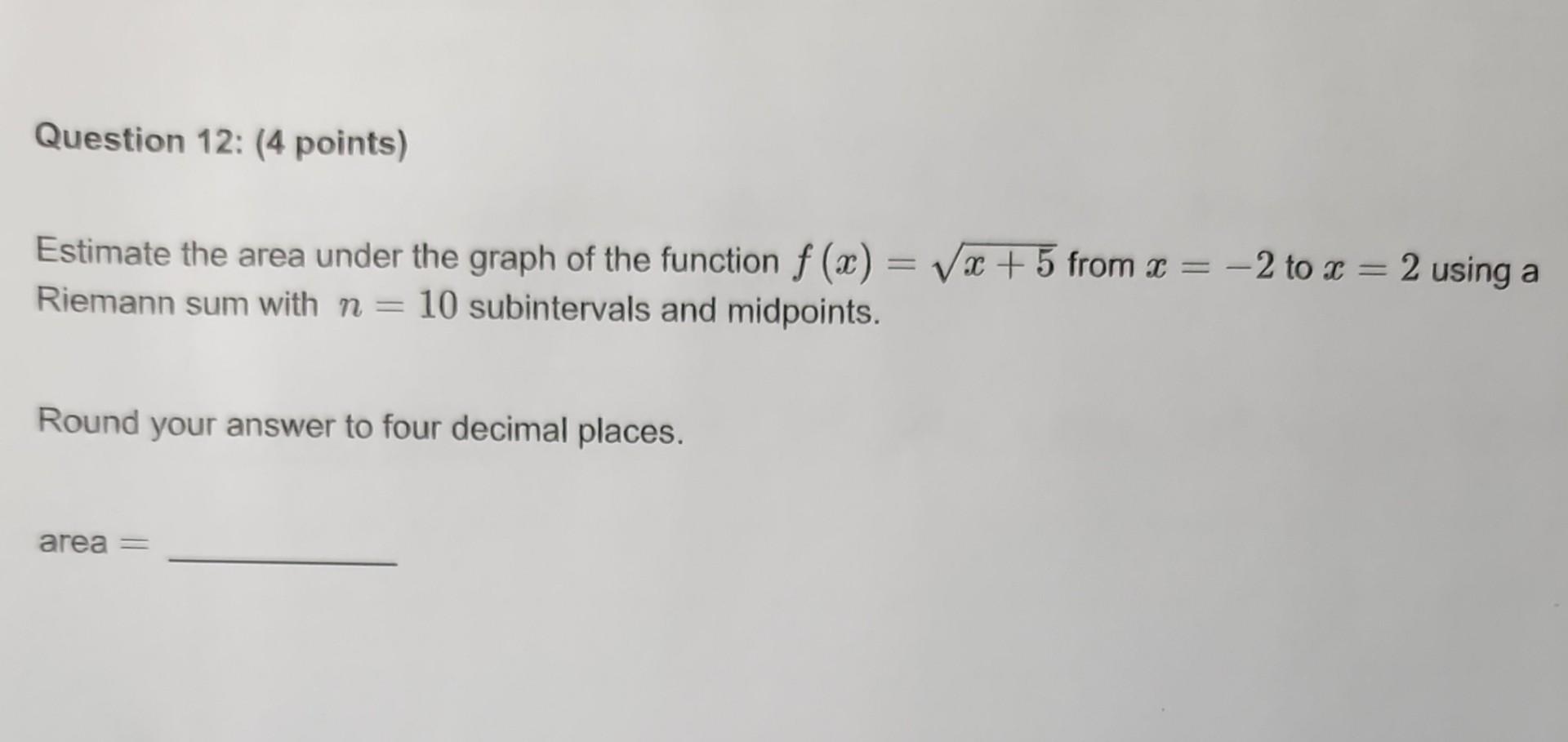 Solved Estimate the area under the graph of the function | Chegg.com