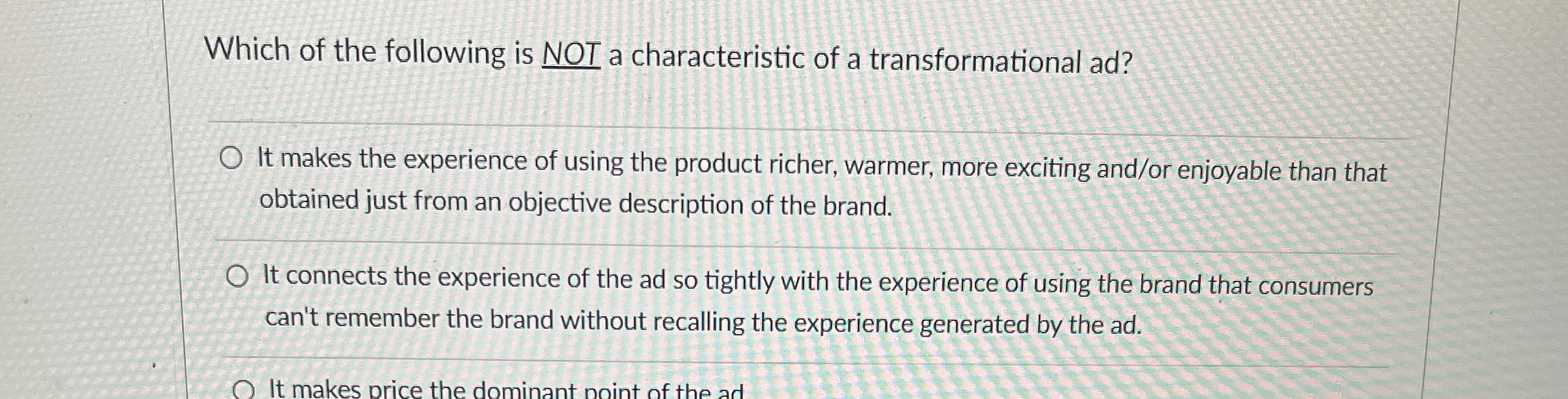 Solved Which of the following is NOT a characteristic of a | Chegg.com