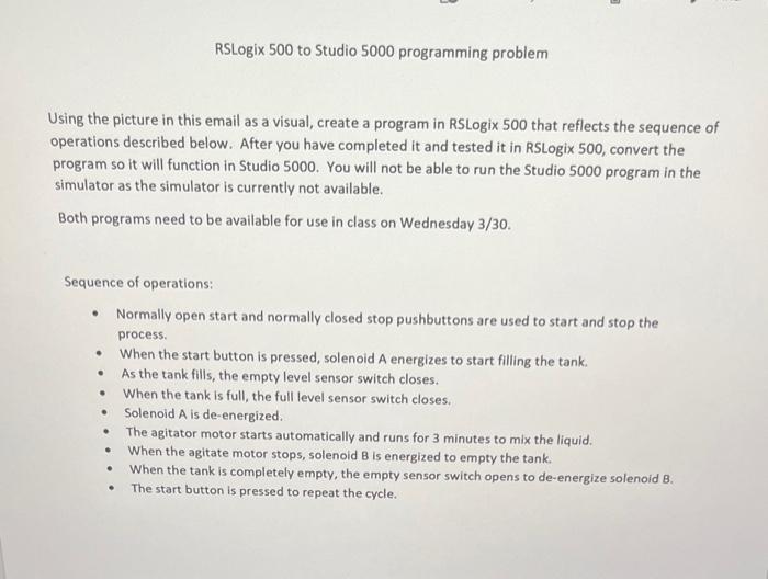 Solved RSLogix 500 to Studio 5000 programming problem Using | Chegg.com