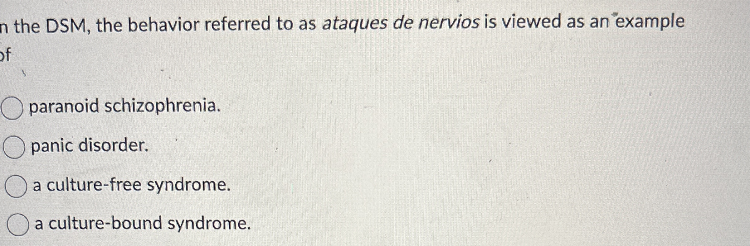 Solved n the DSM, ﻿the behavior referred to as ataques de | Chegg.com