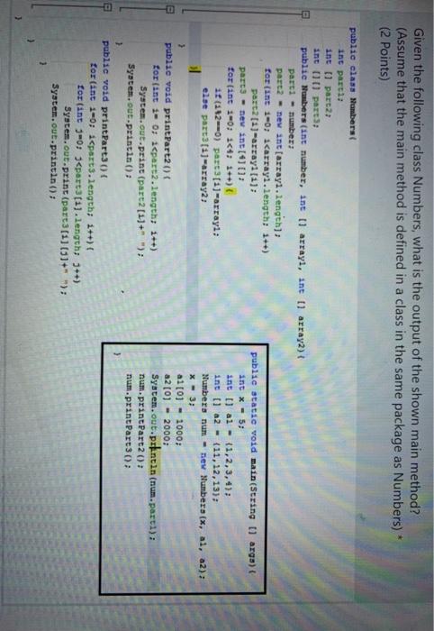 Solved Given the following class Numbers, what is the output | Chegg.com