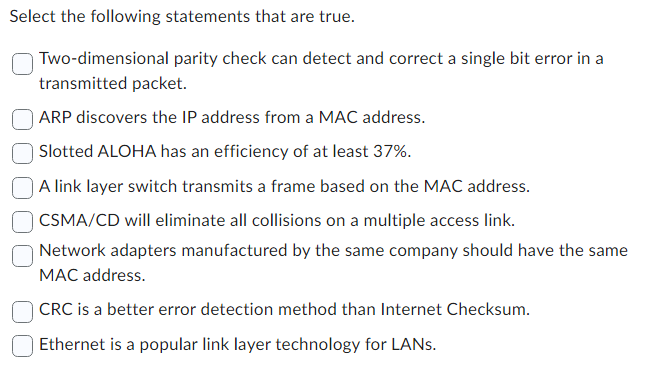 Solved Select the following statements that are | Chegg.com