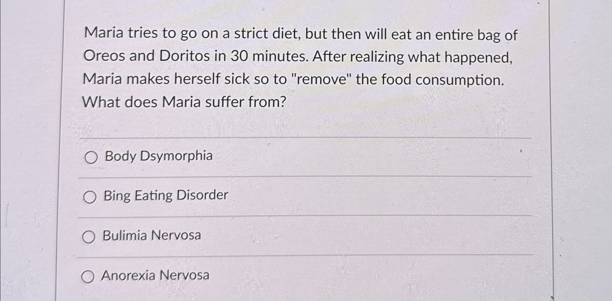 Solved Maria tries to go on a strict diet, but then will eat | Chegg.com