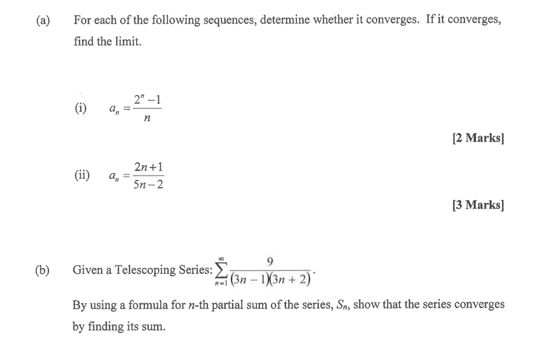 Solved (a) ﻿For each of the following sequences, determine | Chegg.com