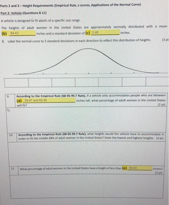 Solved Parts 2 and 3 - Height Requirements (Empirical Rule, | Chegg.com