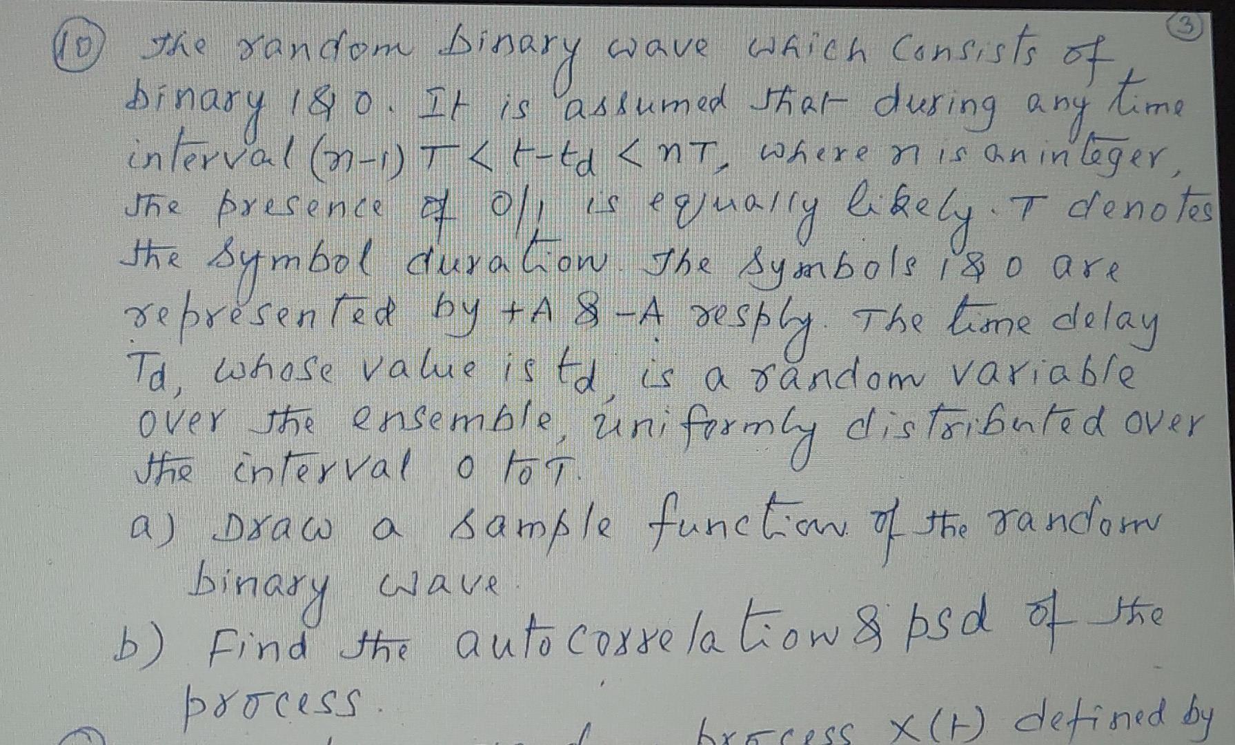 time ① the random binary wave which consists of | Chegg.com