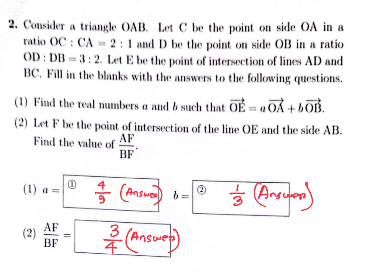 Solved Consider a triangle OAB. Let C ﻿be the point on side | Chegg.com