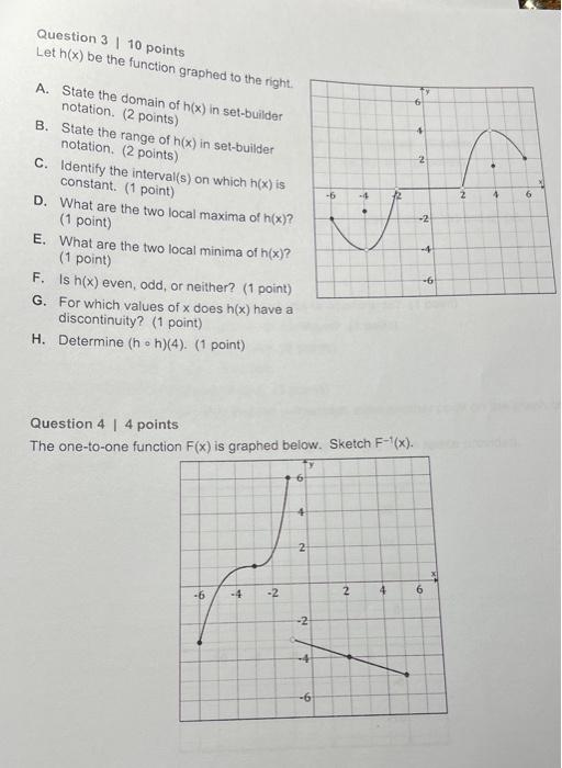 Solved Question 3 | 10 points Let h(x) be the function | Chegg.com