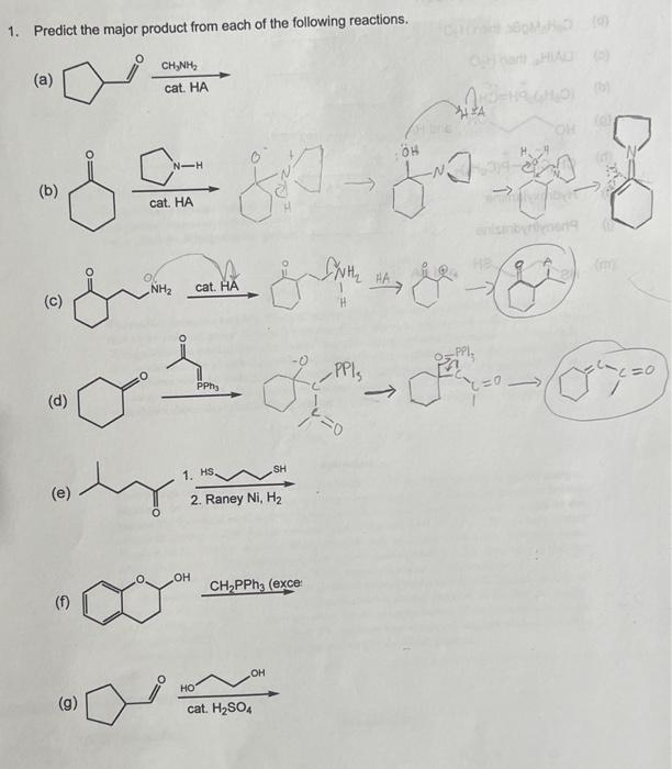 Predict the major product from each of the following | Chegg.com