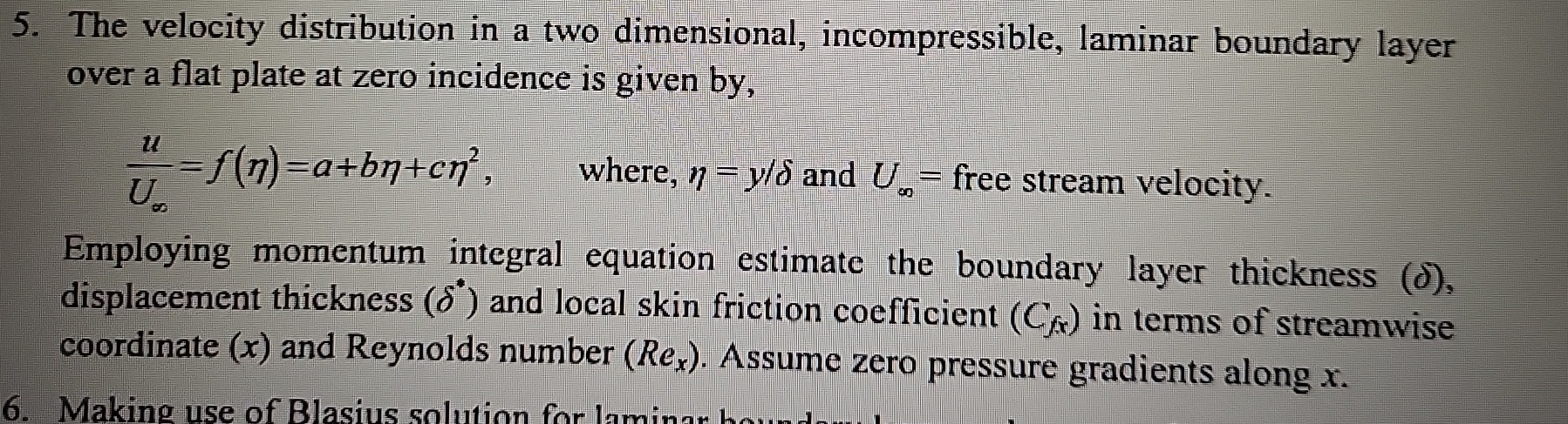 Solved The velocity distribution in a two dimensional, | Chegg.com