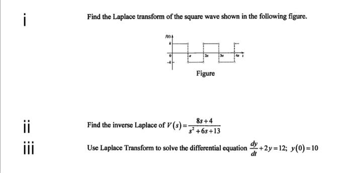 Solved Find the Laplace transform of the square wave shown | Chegg.com
