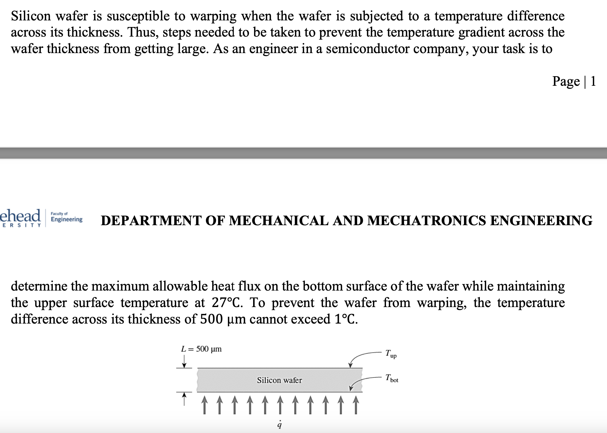 Solved Silicon wafer is susceptible to warping when the | Chegg.com