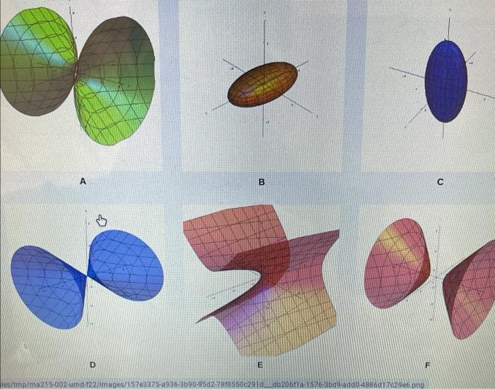 Solved 1 X2 y2 z2 1 2 X2 4y2 9z2 1 3 9x2 4y2 z2 1 4 Chegg