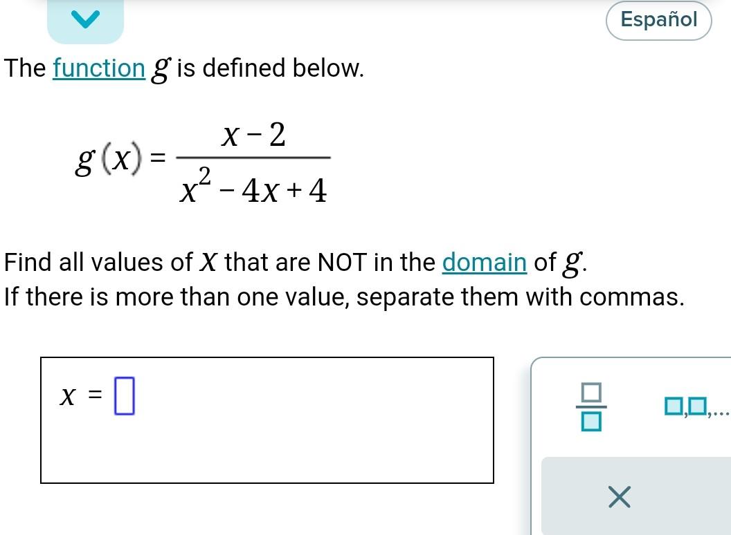 Solved The function g is defined below. g(x)=x2−4x+4x−2 Find | Chegg.com