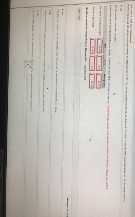 Solved Exercise 6-7 (Part Level Submission) Shawn Company | Chegg.com