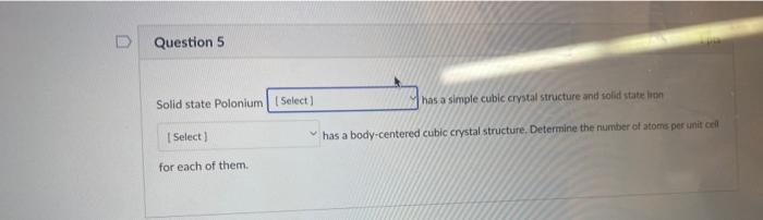 Solved Solid state Polonium has a simple cubic crystal | Chegg.com