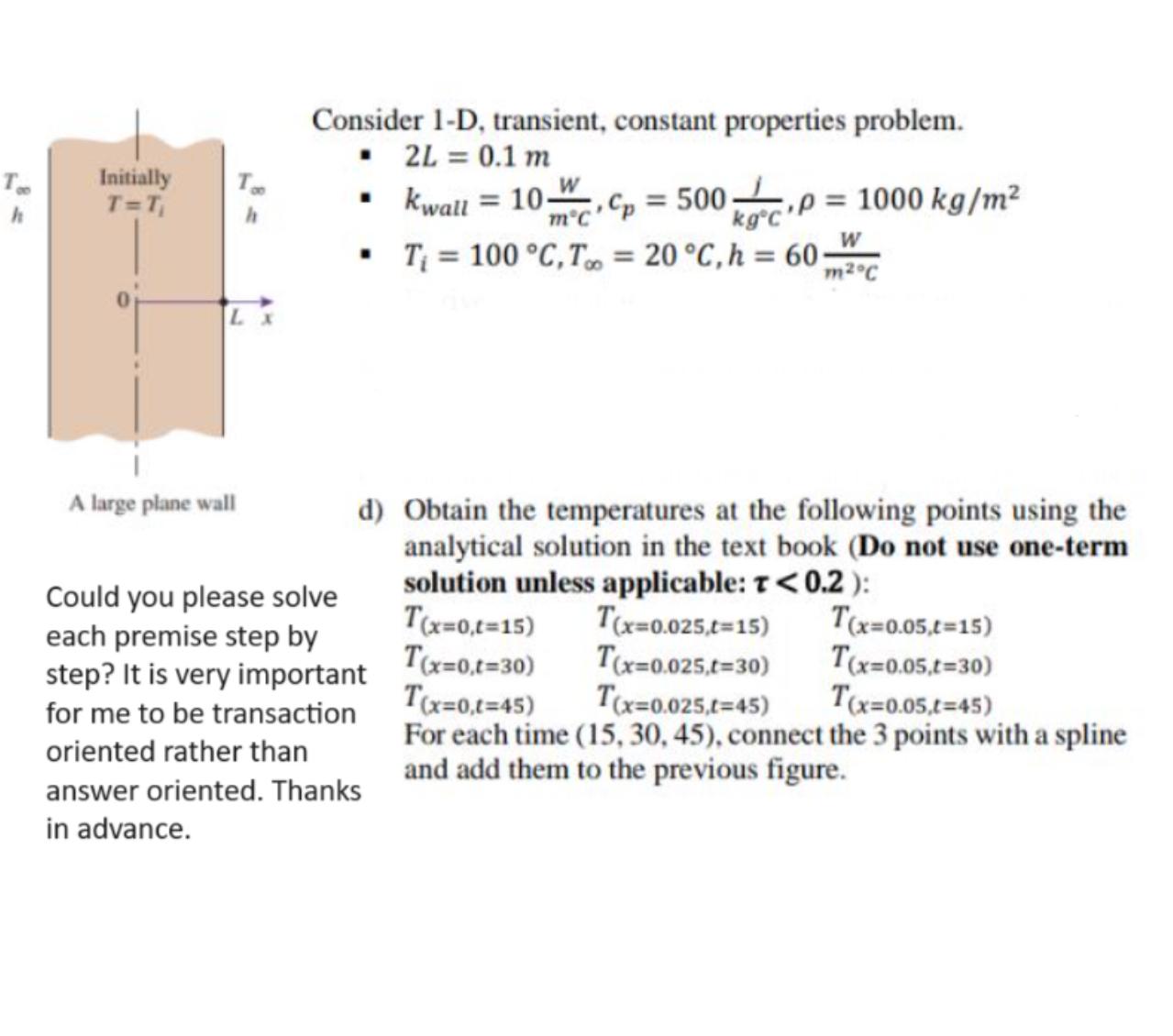 Solved Consider 1-D, ﻿transient, constant properties | Chegg.com