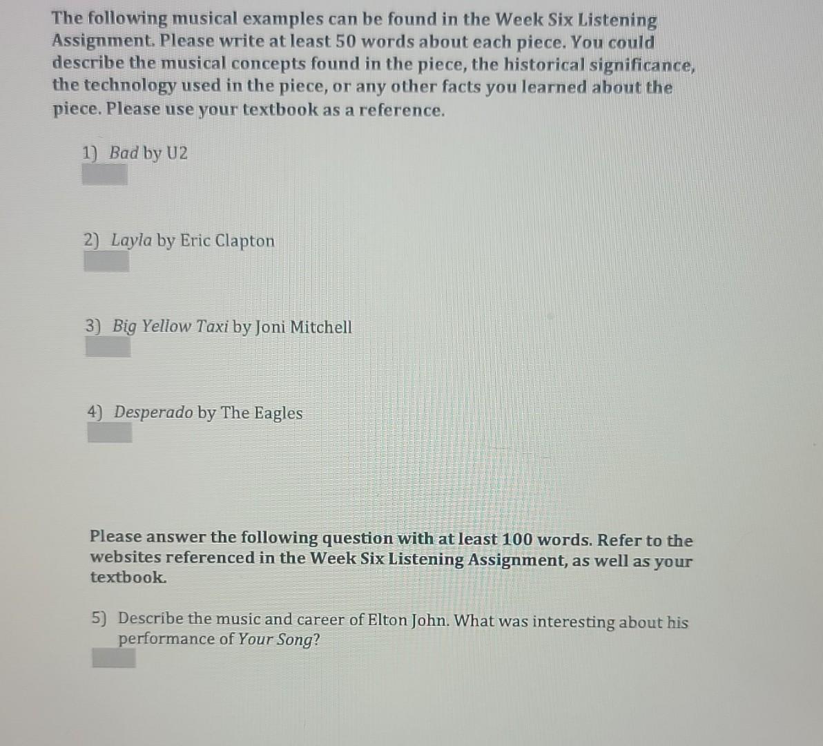 The following musical examples can be found in the | Chegg.com