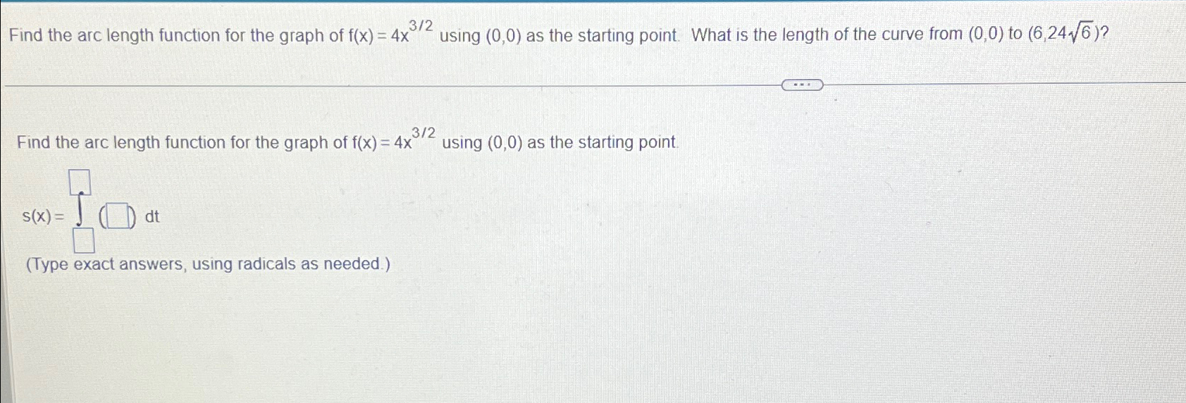 Solved Find the arc length function for the graph of | Chegg.com