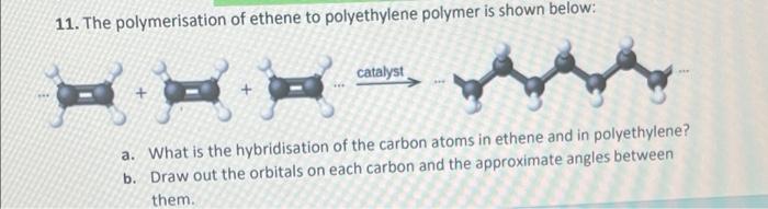 Solved 11. The polymerisation of ethene to polyethylene | Chegg.com
