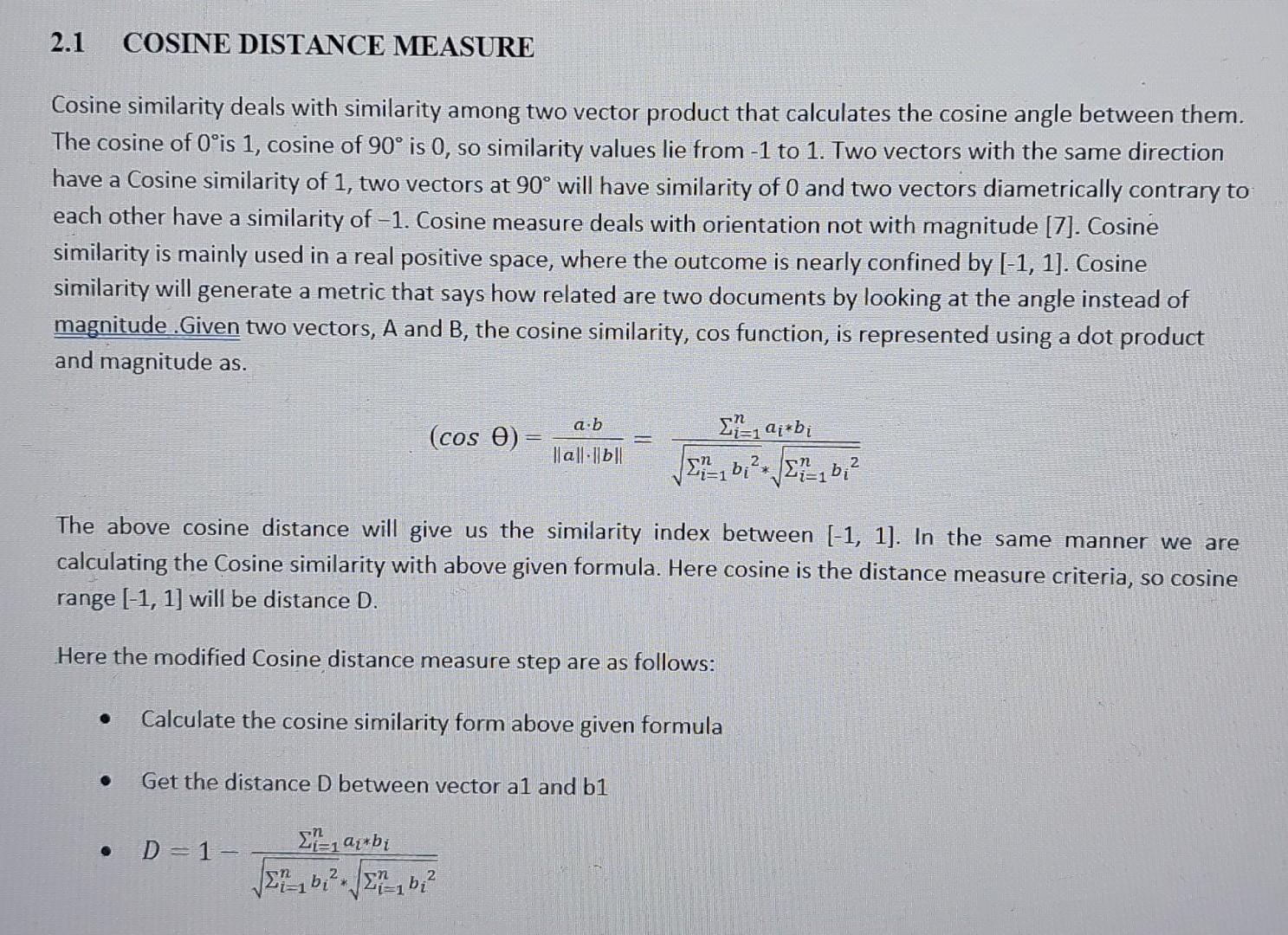 Solved rewrite the cosine distance method used in k means | Chegg.com