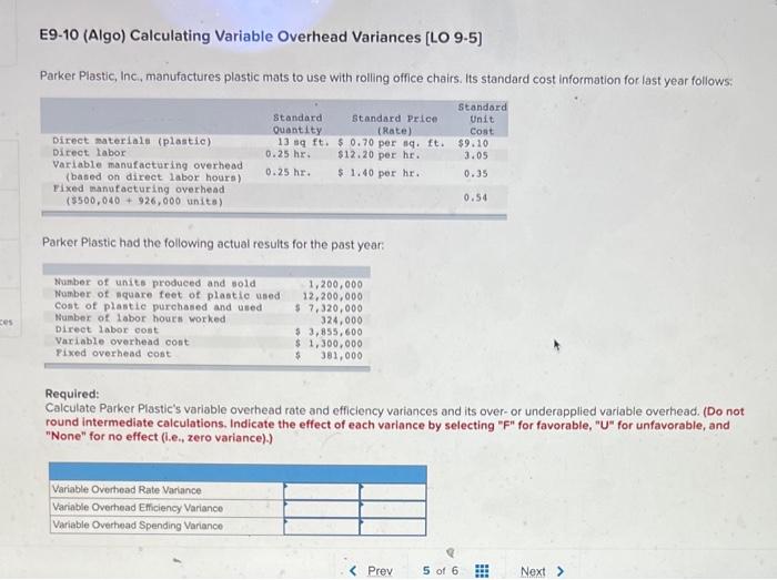 Solved calculate variable overhead rate, efficiency | Chegg.com