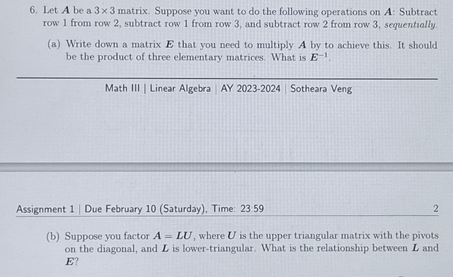 Solved Let A ﻿be a 3×3 ﻿matrix. Suppose you want to do the | Chegg.com