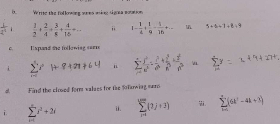 Solved b. ﻿Write the following sums using sigma | Chegg.com