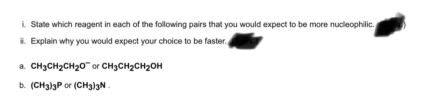 Solved i. ﻿State which reagent in each of the following | Chegg.com