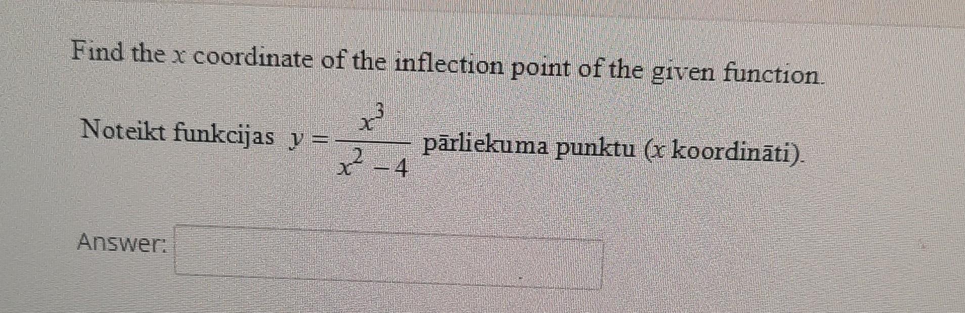 Solved Find The X Coordinate Of The Inflection Point Of The