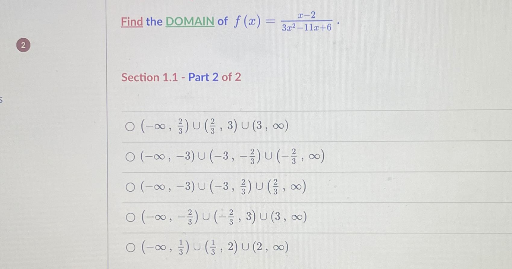 Solved Find The Domain Of F X X 23x2 11x 6 Section 1 1